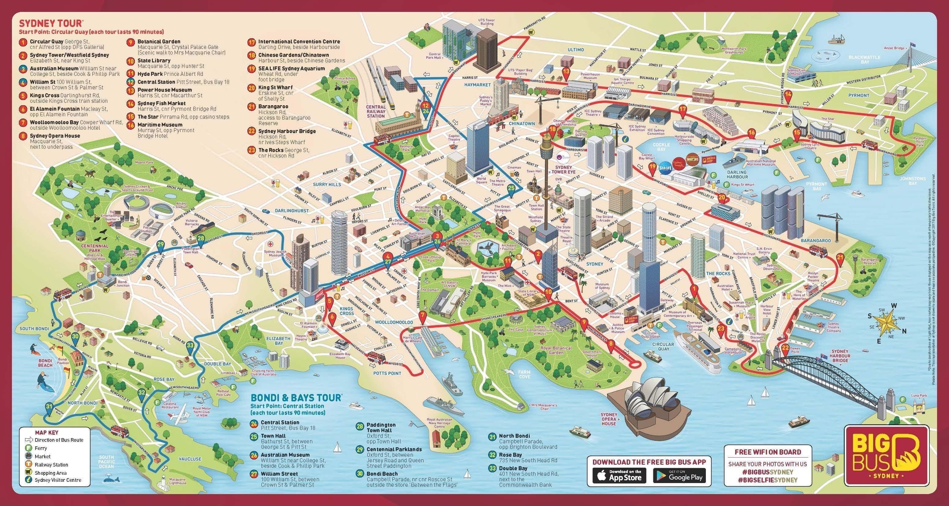Map Of Sydney Bus Tour Hop On Hop Off Bus Tours And Big Bus Of Sydney Map Of Sydney Bus Tour Hop On Hop Off Bus Tours And Big Bus Of Sydney